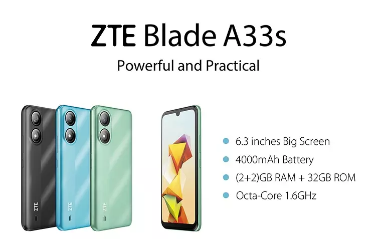ZTE Blade A33s - Smartphone 4G 2+32Go Bleu - WIKI High Tech Provider